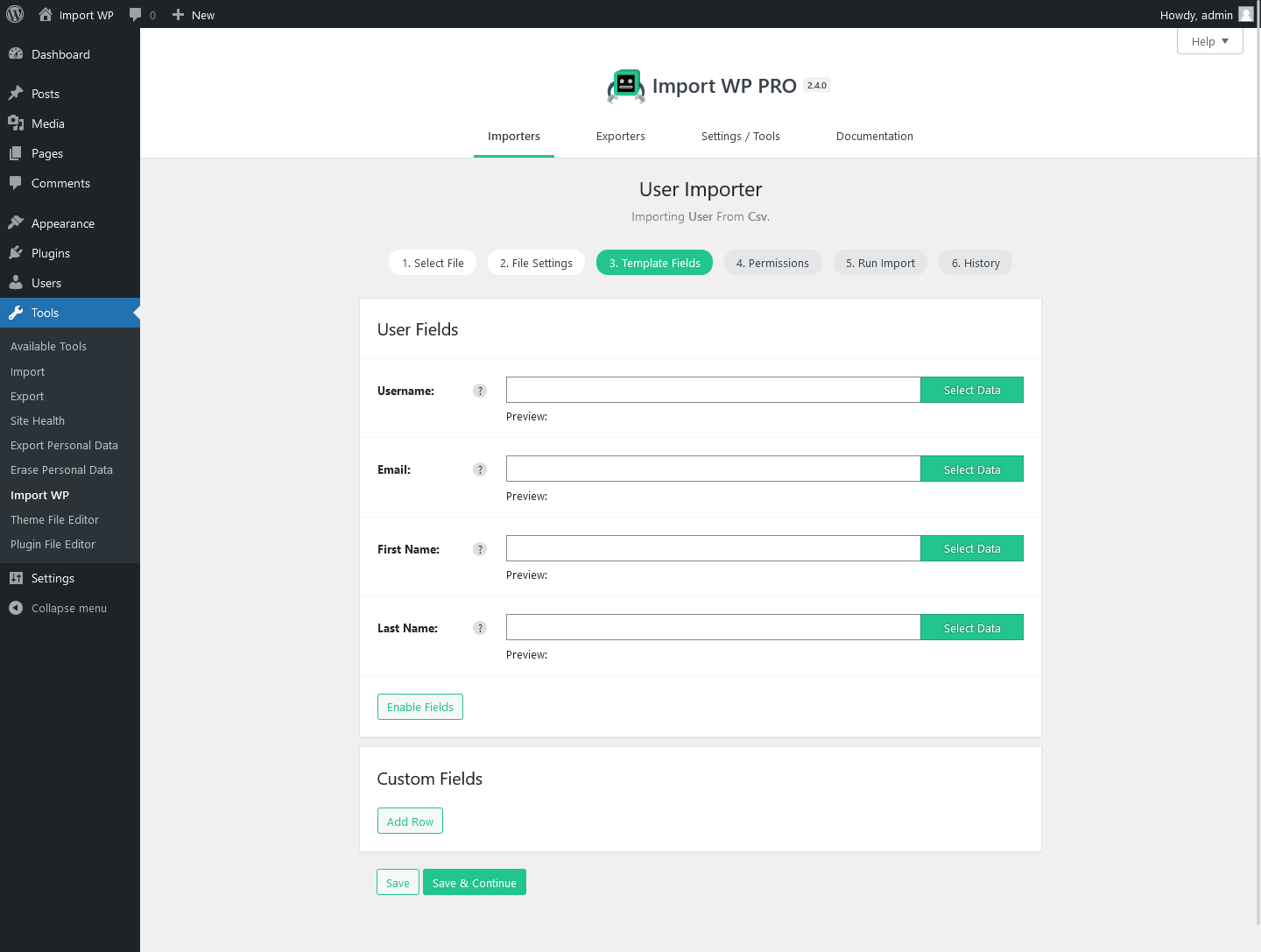 WordPress User Importer Template - Import WP